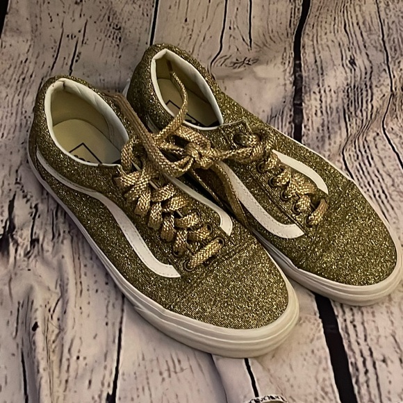 Vans | Shoes | Vans Off The Wall Limited Edition Gold Glitter Us Mens ...